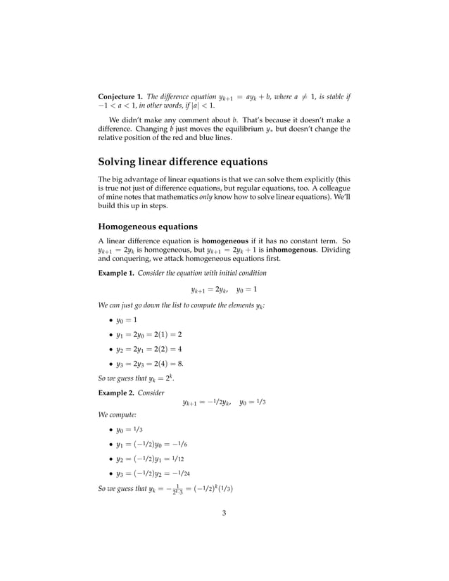 Lesson30 First Order Difference Equations Handout | PDF