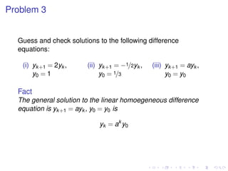 Lesson30 First Order Difference Equations Slides | PDF