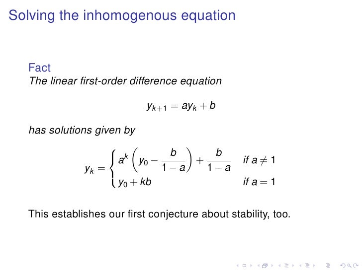 Lesson30 First Order Difference Equations Slides Lesson30 First Order Difference Equations Slides