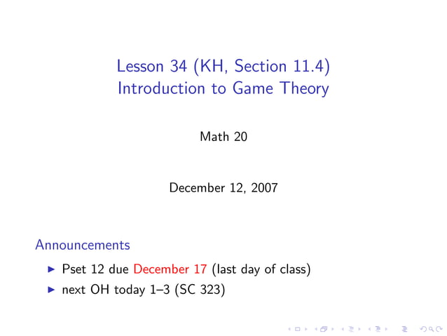 Lesson34 Intro To Game Theory Slides | PPT