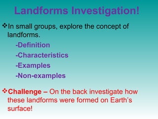 Investigating Landforms | PPT