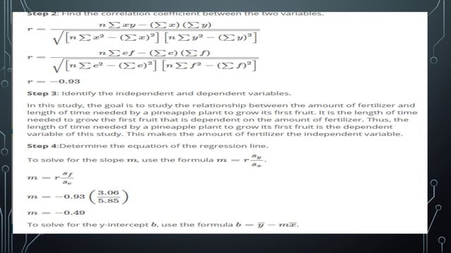 Determining the Equation of the Regression line | PPT
