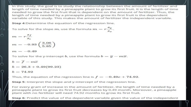 Determining the Equation of the Regression line | PPT