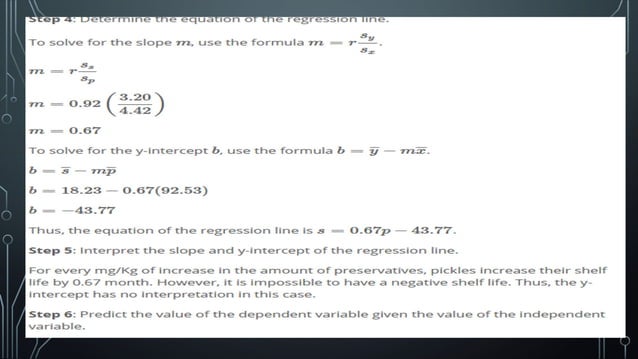 Determining the Equation of the Regression line | PPT
