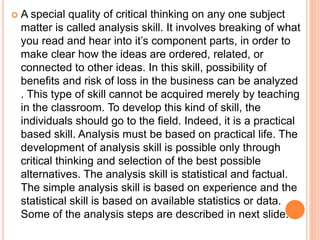 Lesson 3 analysis skill | PPTX | Education