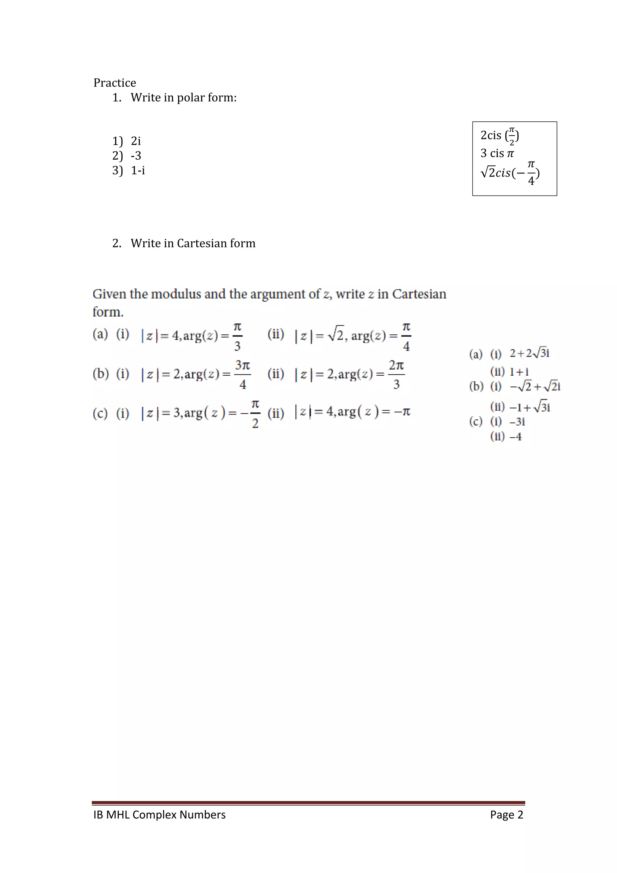 Lesson 3 argument polar form of a complex number | PDF