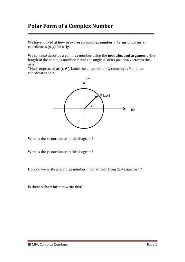 Lesson 3 argument polar form of a complex number | PDF