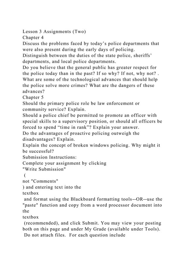 Lesson 3 Assignments (Two)Chapter 4Discuss the problems faced by.docx