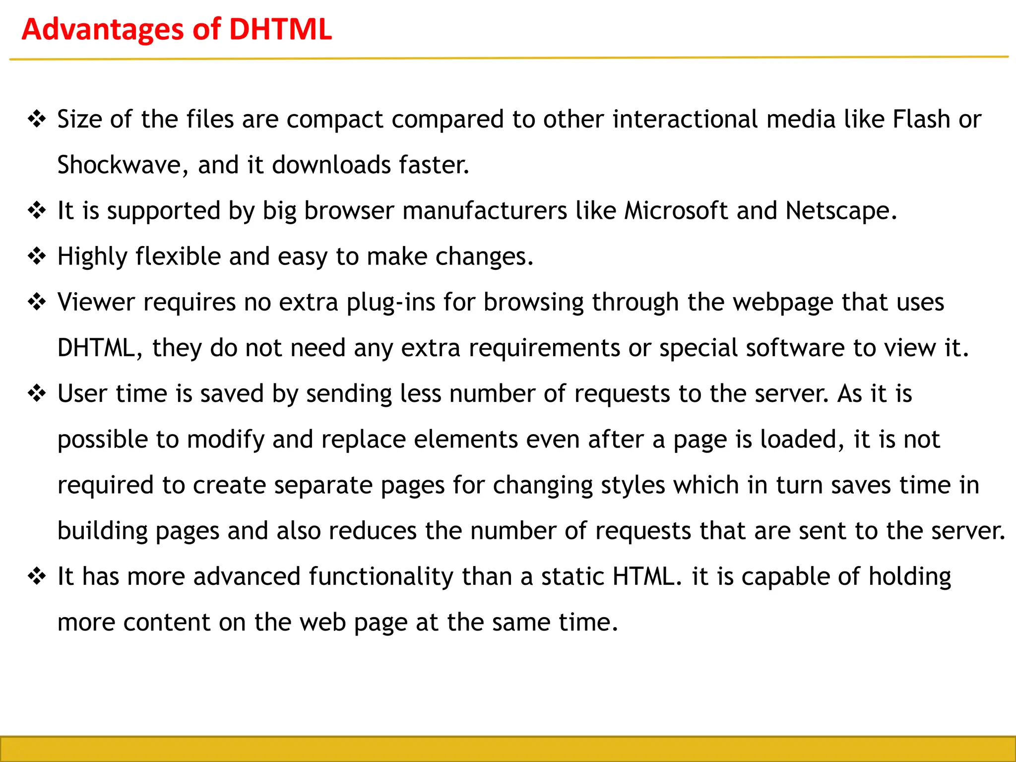 Dhtml Vs Html Understanding The Dynamic Web Technologies Ppt