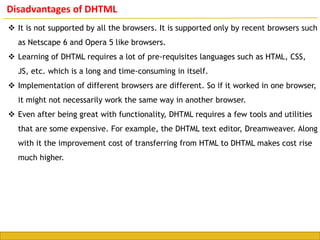 "DHTML vs HTML: Understanding the Dynamic Web Technologies" | PPT