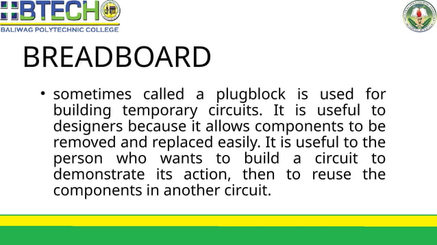 LESSON 3 Breadboard Circuits PPT for EPAS | PPTX | Consumer Electronics | Technology & Computing