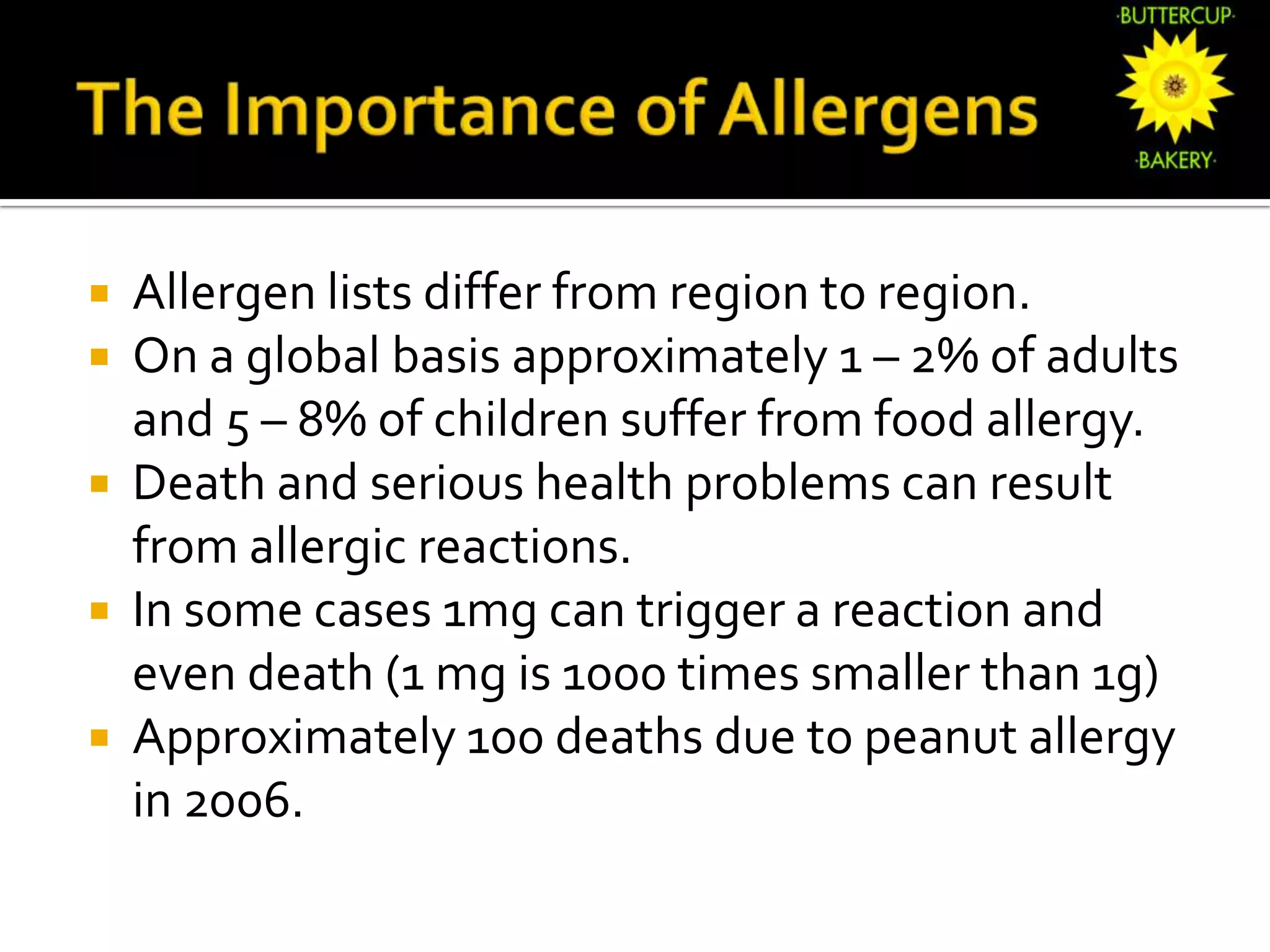 Lesson 3 control of food hazards allergens | PPTX