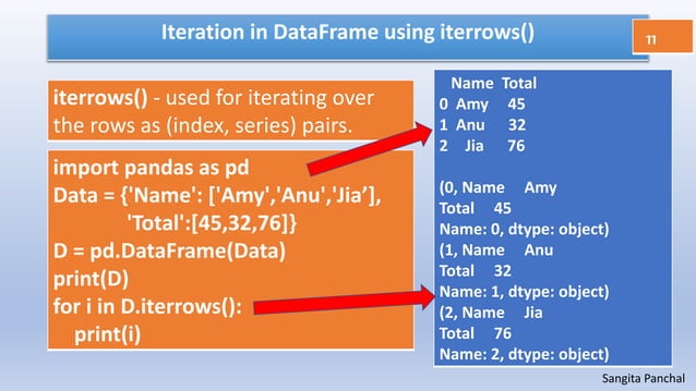 DataFrame in Python Pandas | PPTX