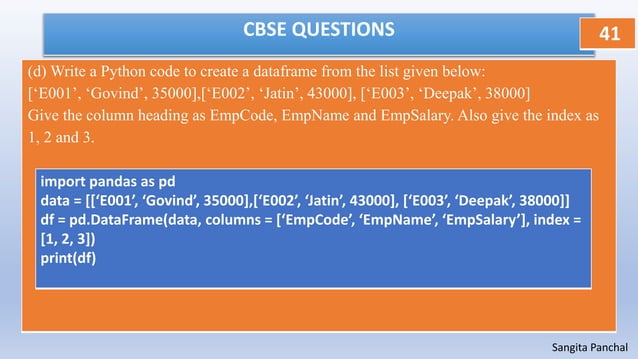 DataFrame in Python Pandas | PPTX