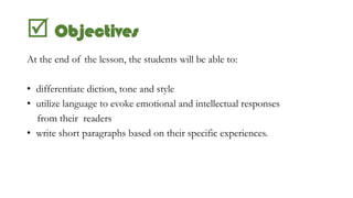 Lesson 3 (Diction, Tone, and Style) | PDF