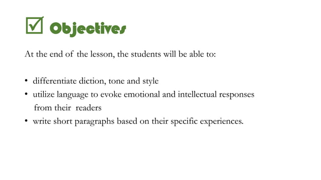 Lesson 3 (Diction, Tone, and Style) | PDF