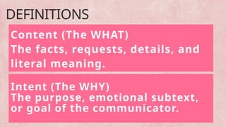 Mastering Effective Communication: Understanding Content, Intent, and ...