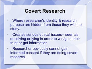 AS Sociology: Ethical Factors Influencing Choice of Methods | PPT