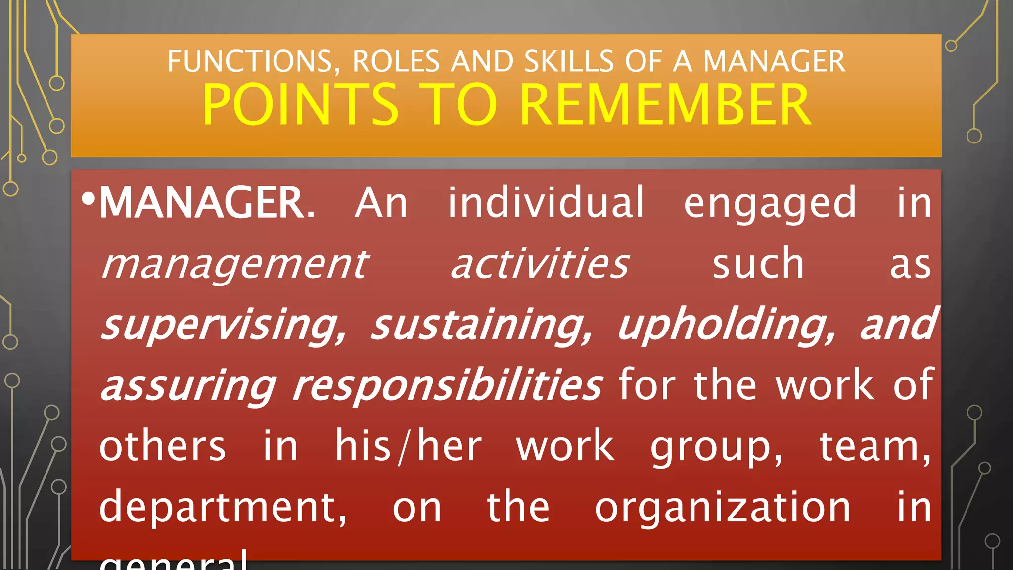 Lesson 3 Functions, Roles and Skills of a Manager | PPTX