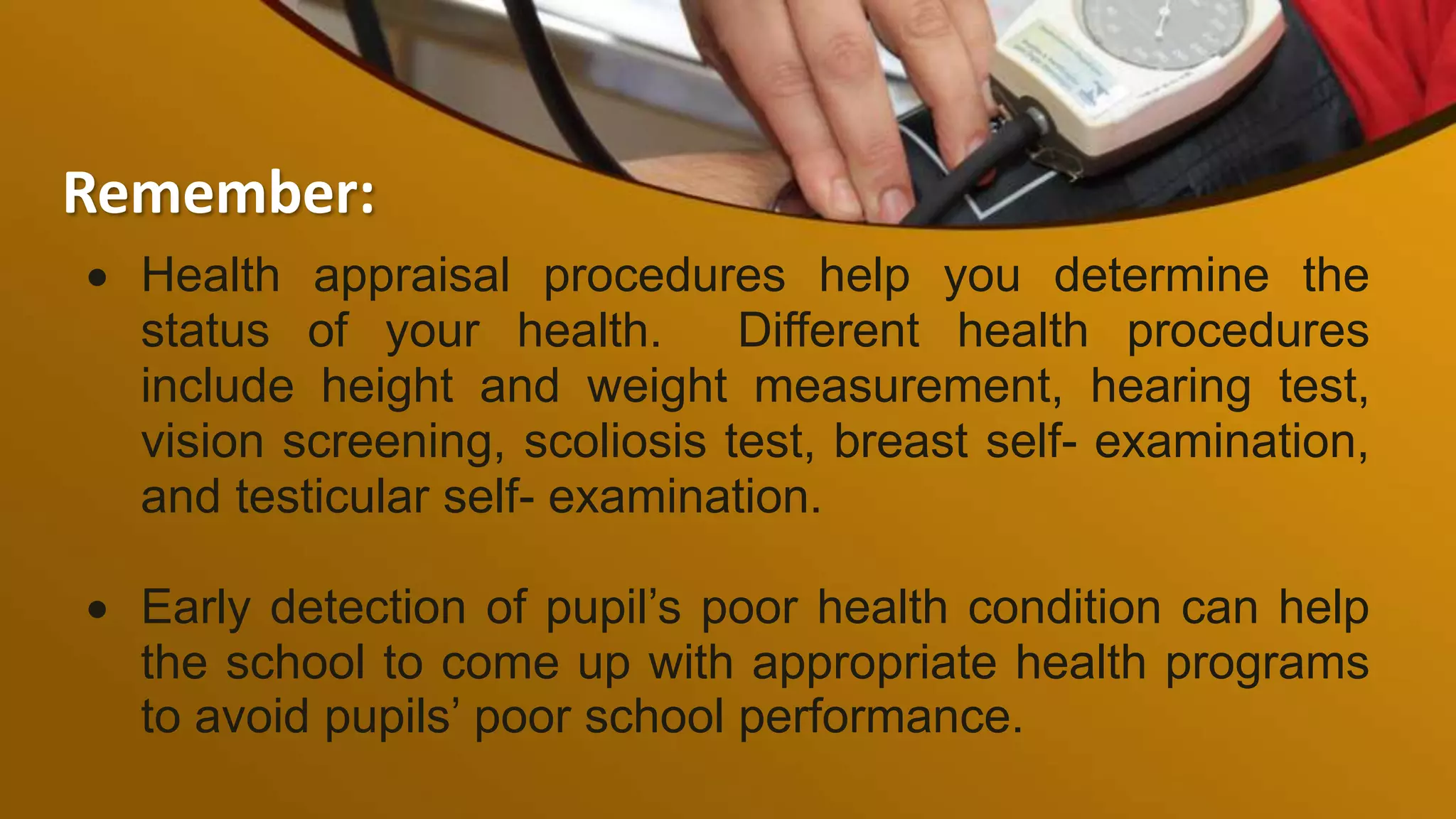 Health Appraisal Procedures | PPTX