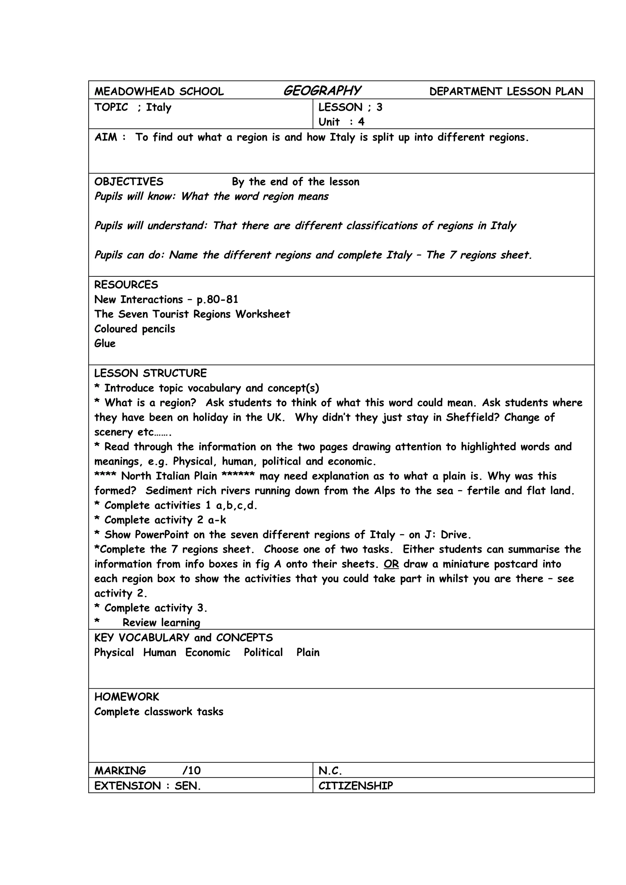 Lesson 3 Italy | DOC