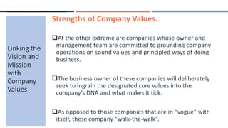 Lesson 3 linking the vision and mission with company values | PPTX