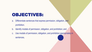 MODALS THAT EXPRESS PERMISSIIONON MODALS | PPTX