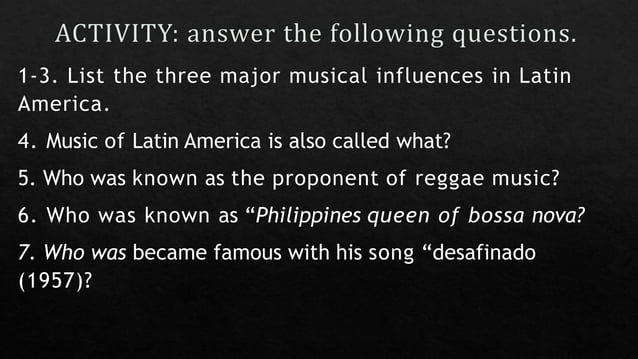 LESSON 3 MUSIC OF LATIN AMERICA.pptx | World/International Music | Music