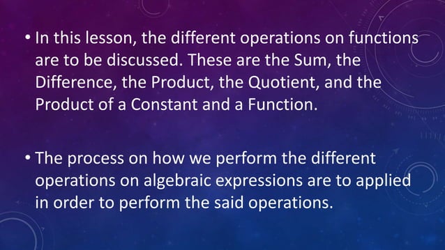 Lesson 3 Operation on Functions | PPTX | Chemistry | Science