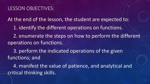Lesson 3 Operation on Functions | PPTX | Chemistry | Science