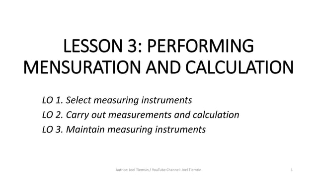Lesson 3 performing mensuration and calculation | PDF | Physics | Science