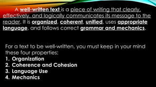 LESSON 3 PROPERTIES OF WELL-WRITTEN TEXT.pptx