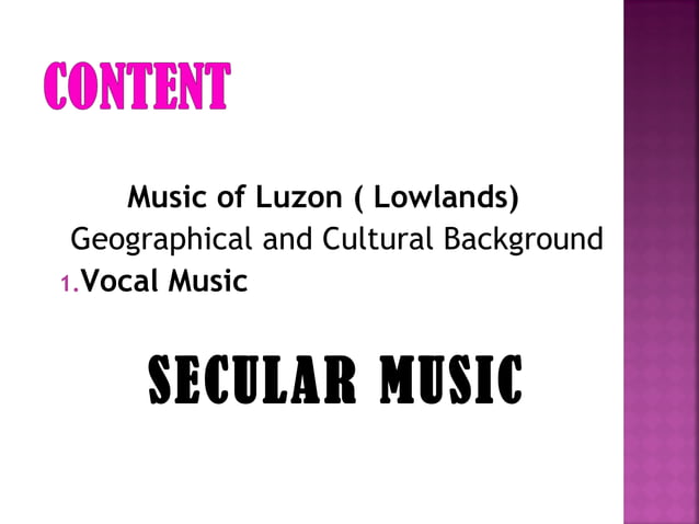 Lesson 3 Secular Music | PPT | Music | Entertainment