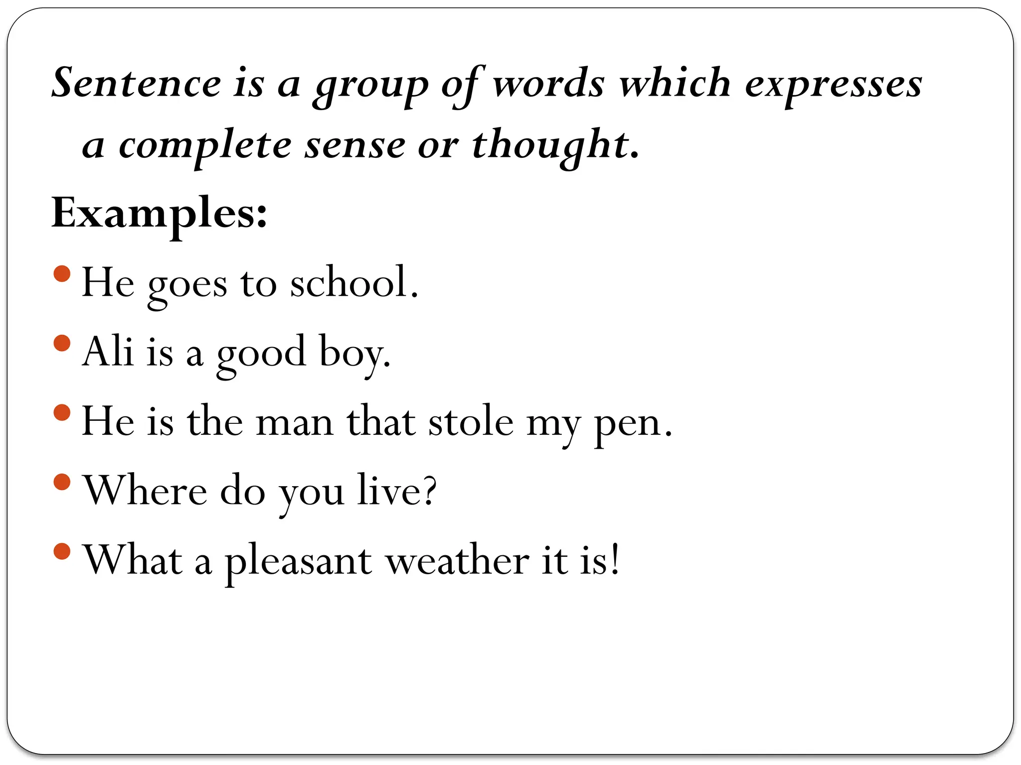 lesson 3 SENTENCE and example of sentences | PPTX