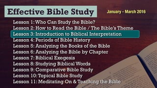 An Introduction to Biblical Interpretation (Effective Bible Study) | PDF