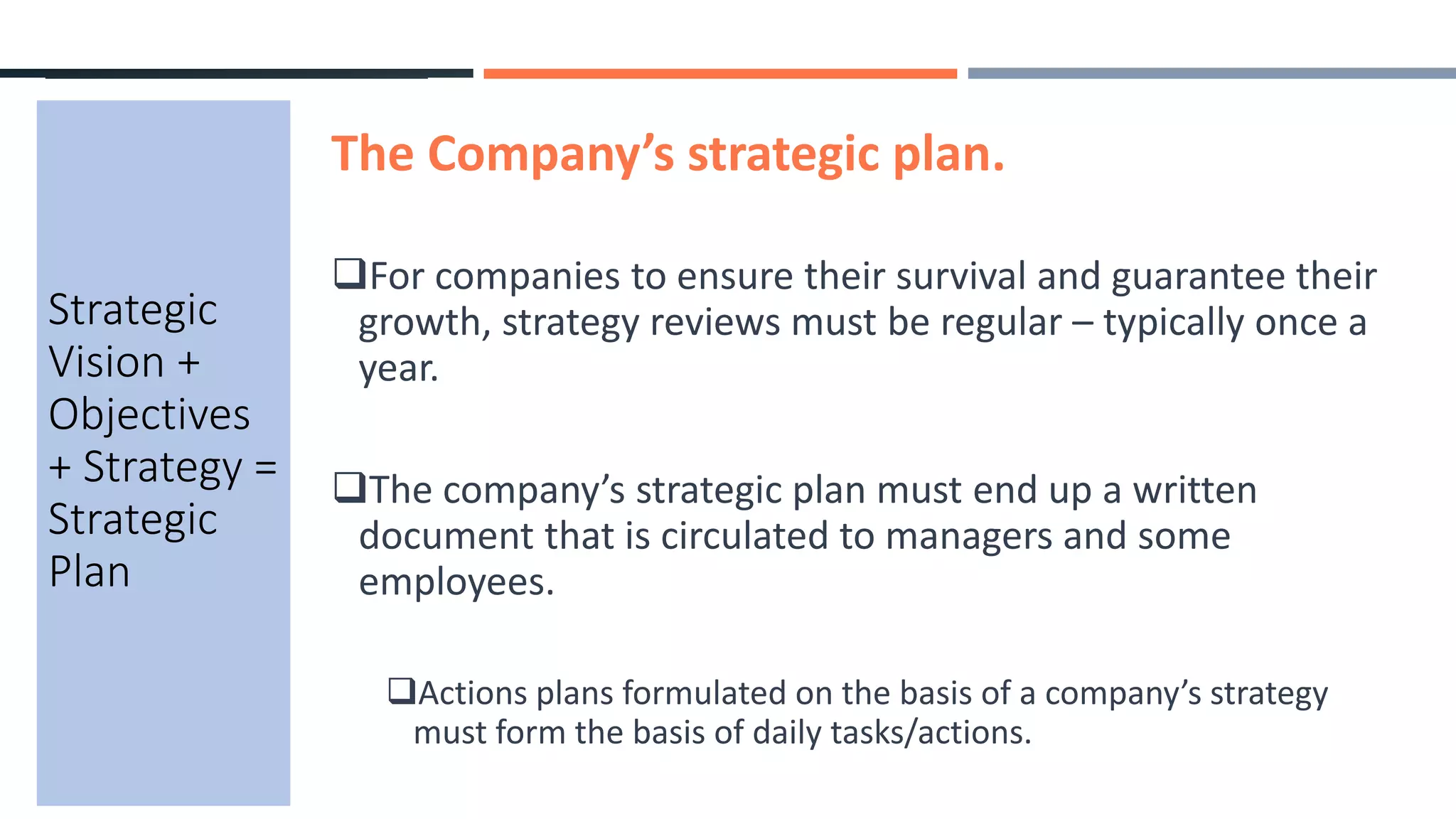 Lesson 3 strategic vision plus objectives plus strategy equals ...