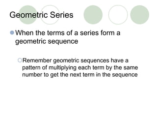 Lesson 3 Sums of Series Notes.ppt gcse tutorial | PPT