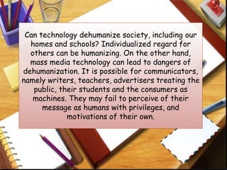 Technology And Dehumanization | PPT
