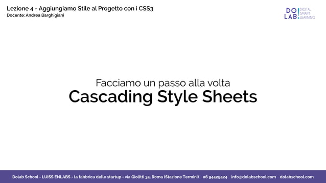 Aggiungiamo Stile al Progetto con i CSS3 | PPT