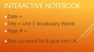 Unit 3 Vocabulary | PPTX