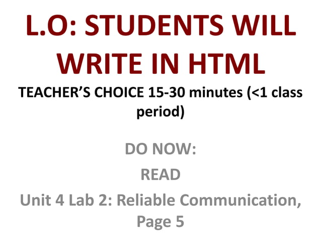 Lesson4.9 a u4l2 html | PPT