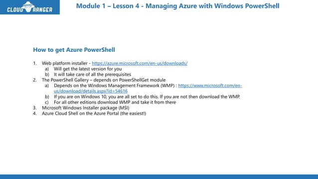 Exam 70-533 Module 1-Lesson 4 - Managing Azure with Windows PowerShell | PPT