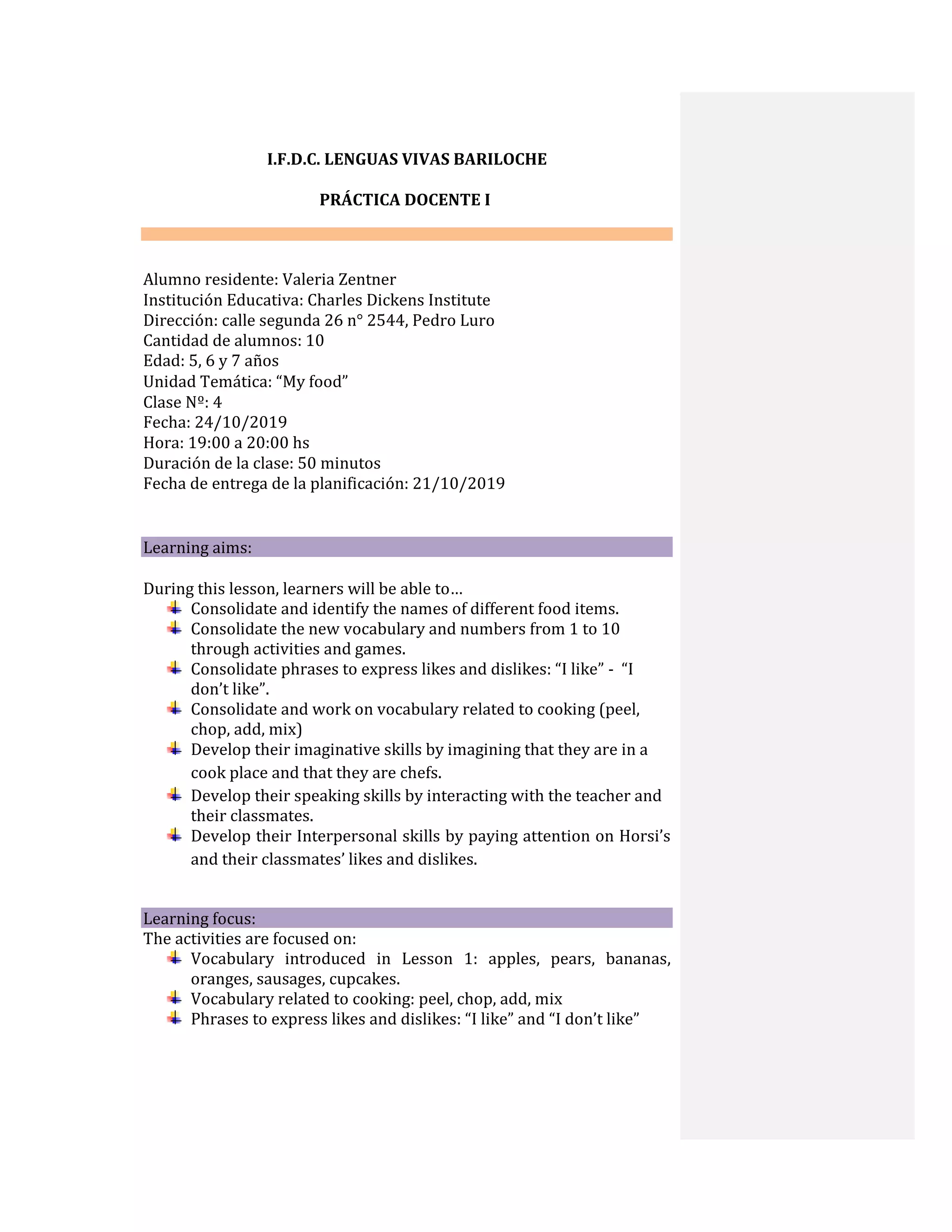 Kindergarten Practicum - Lesson 4 - 2019 | PDF