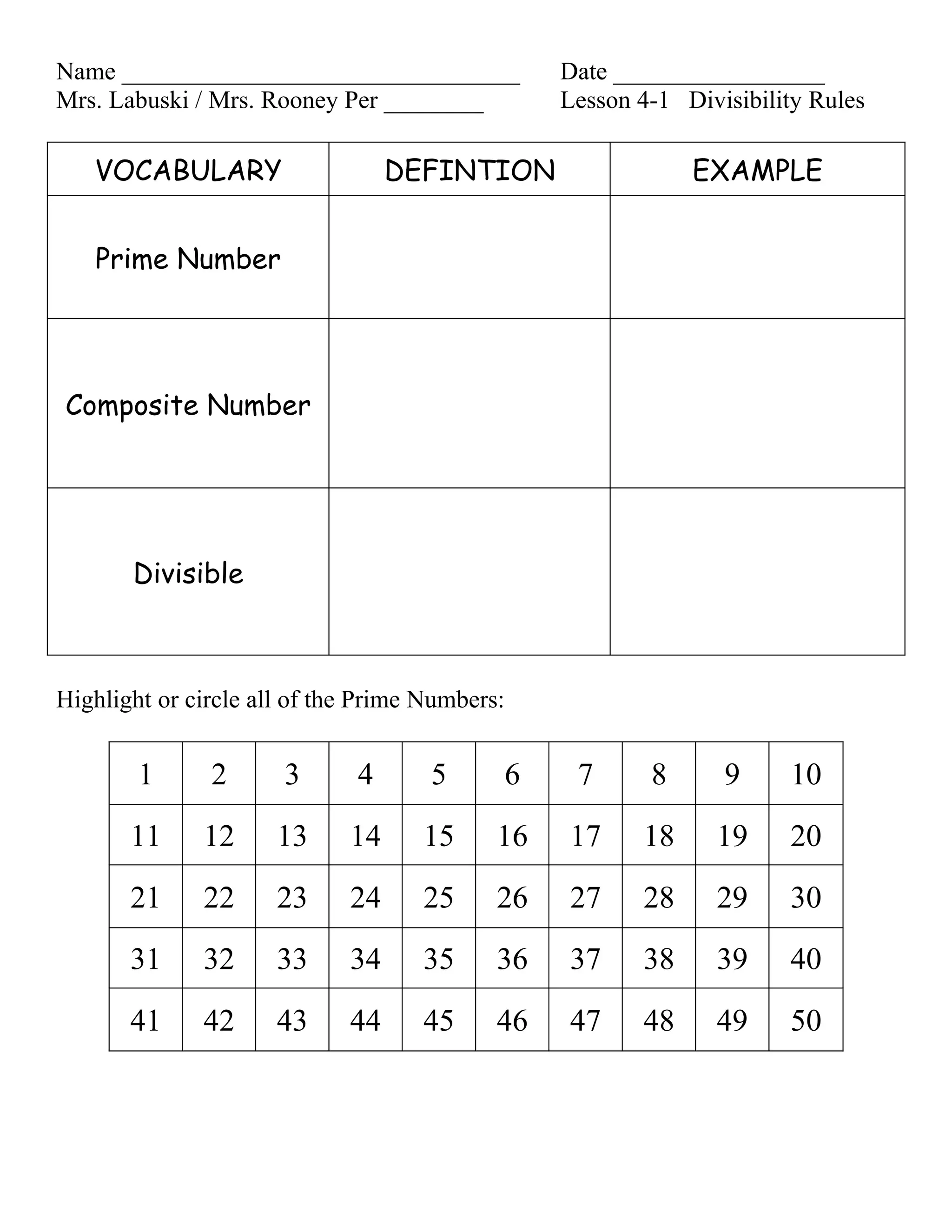 Lesson 4 1 divisibility rules | DOC