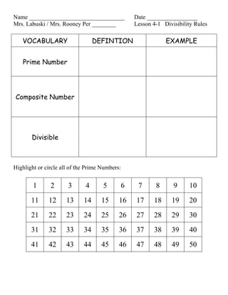 Lesson 4 1 divisibility rules | DOC