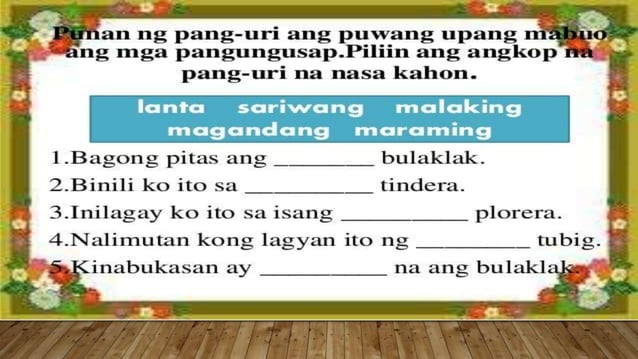 Pang- uri (Adjectives) | PPTX