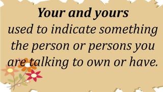 Possessive Pronouns | PPTX