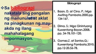 MGA BAHAGI NG AKLAT | PPTX