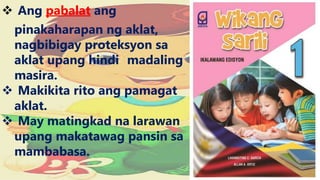 MGA BAHAGI NG AKLAT | PPTX