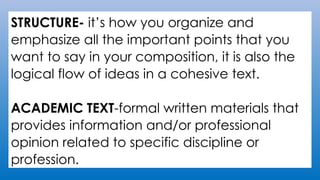 use knowledge of text structure to glean for information she needs | PPTX